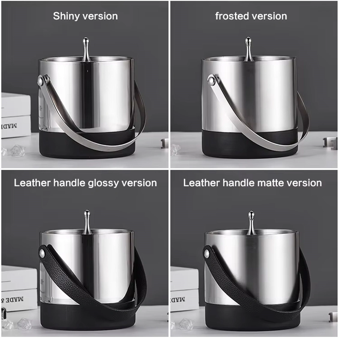 Wholesale Ice Bucket Stainless Steel 1.4L Wine Ice Buckets with Handle